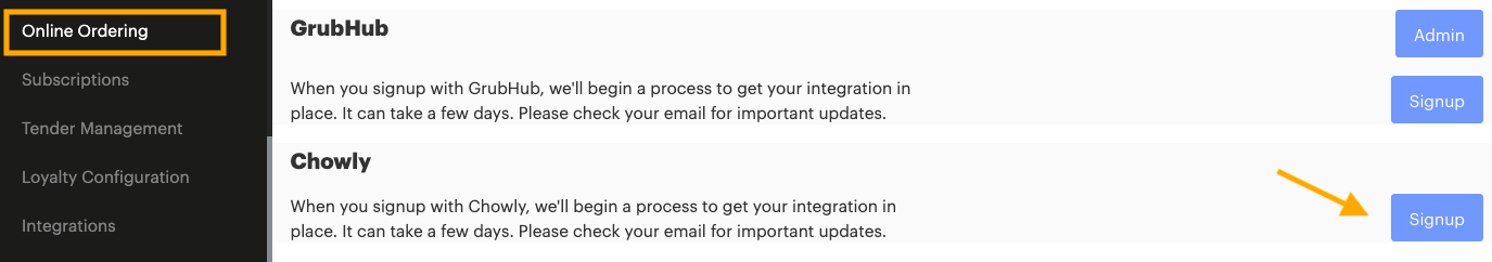 Online Ordering with Chowly Support Center