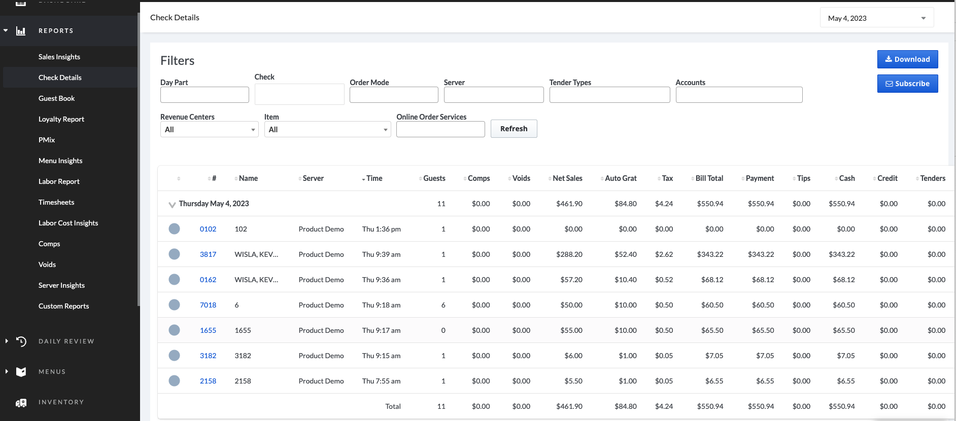 Lightspeed Restaurant U-Series POS Reports Overview Support Center
