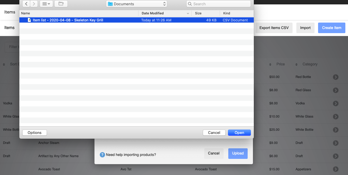 How to Use a CSV File to Edit Menu Items Support Center