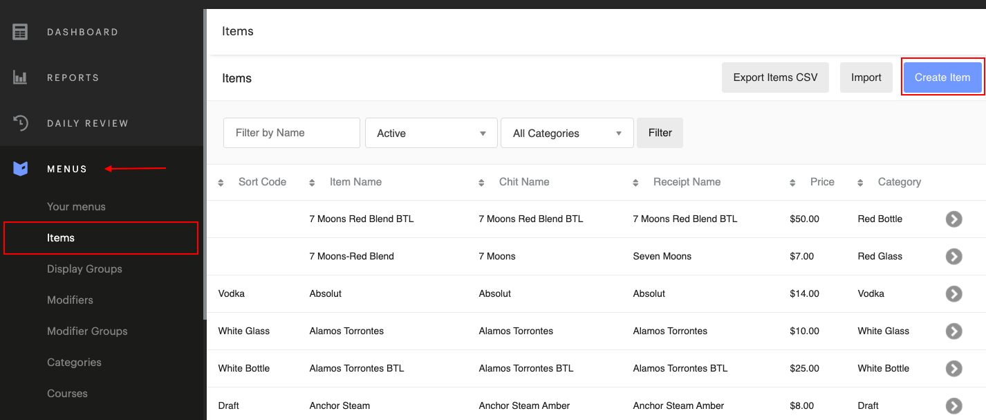 Add or Edit a Menu Item Support Center