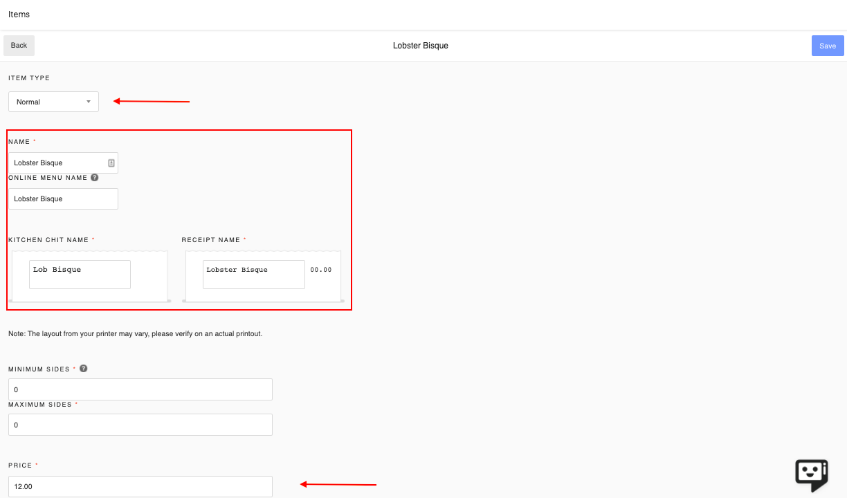 Add or Edit a Menu Item Support Center