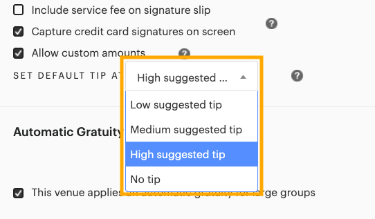 Upserve POS Tip Settings Support Center