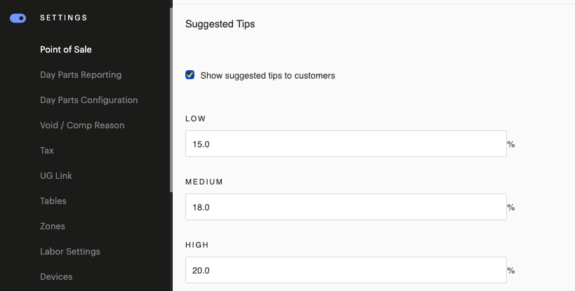 Upserve POS Tip Settings Support Center