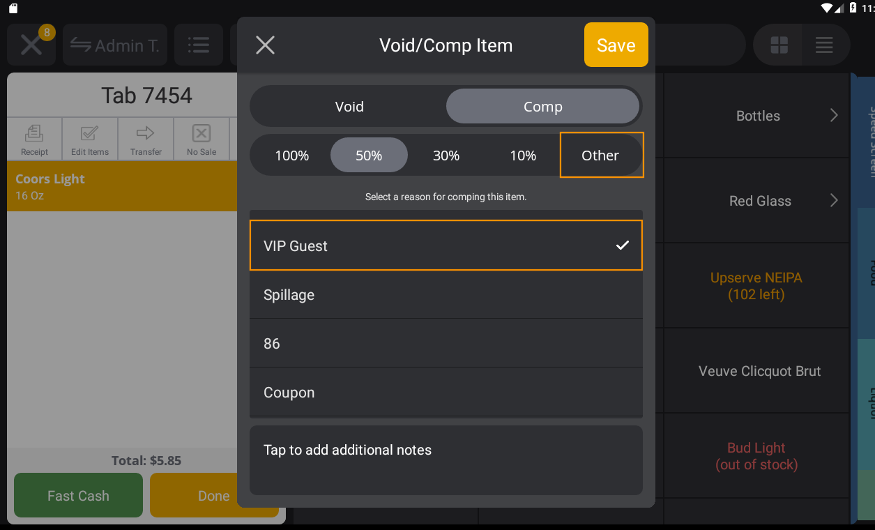 Void and Comp Items and Checks Support Center