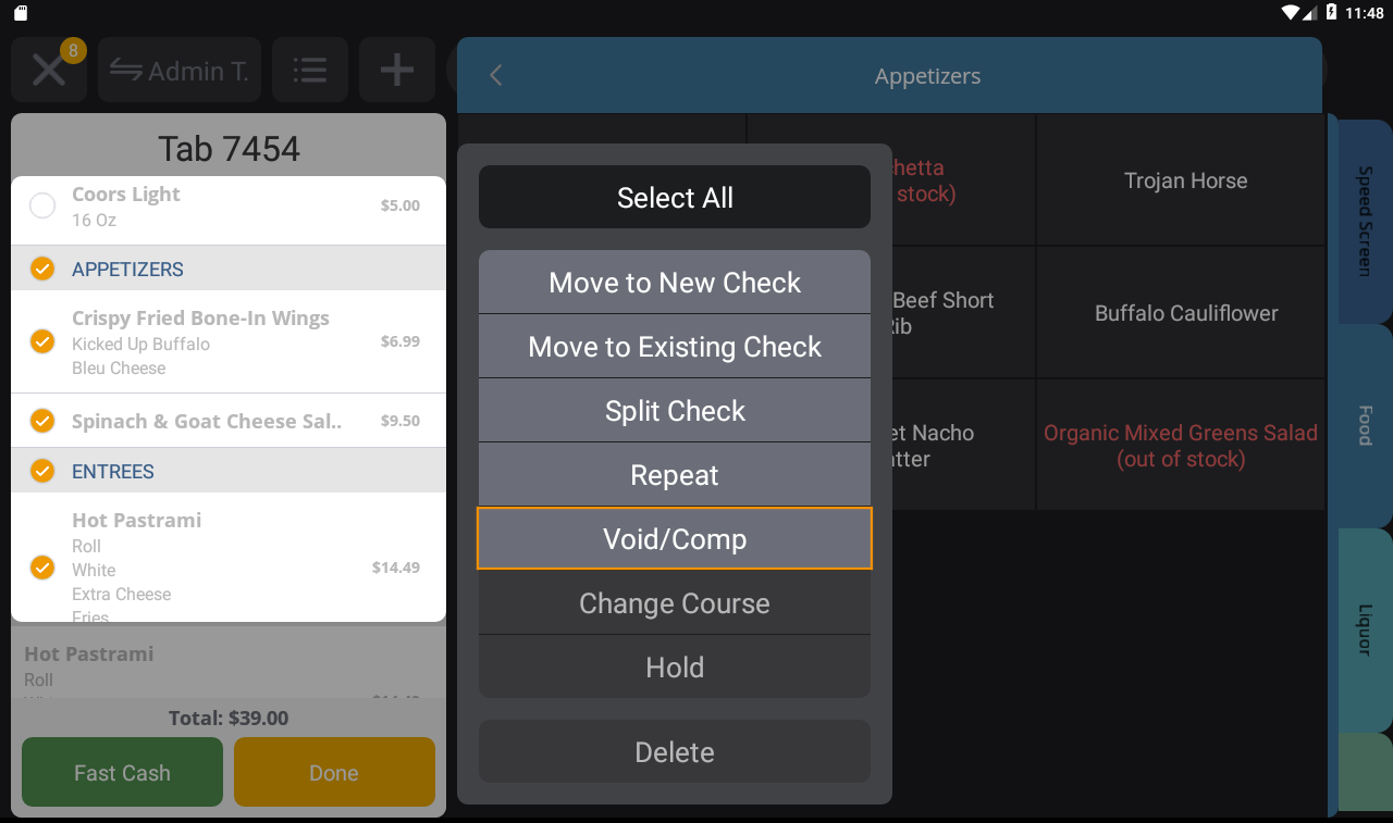 Void and Comp Items and Checks Support Center