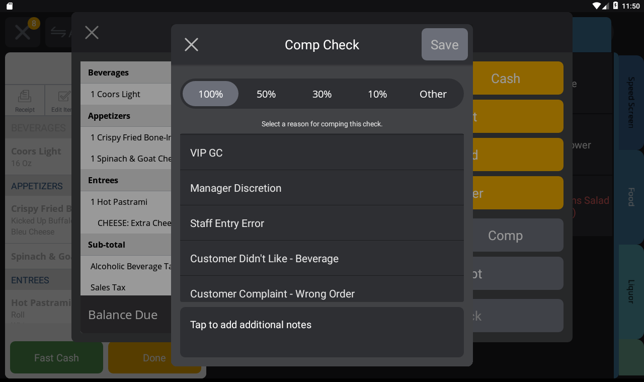 Void and Comp Items and Checks Support Center