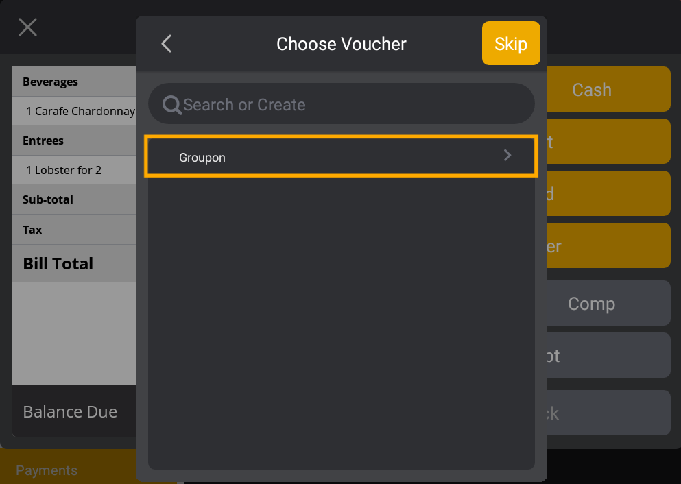 Apply a Voucher to a Check Support Center