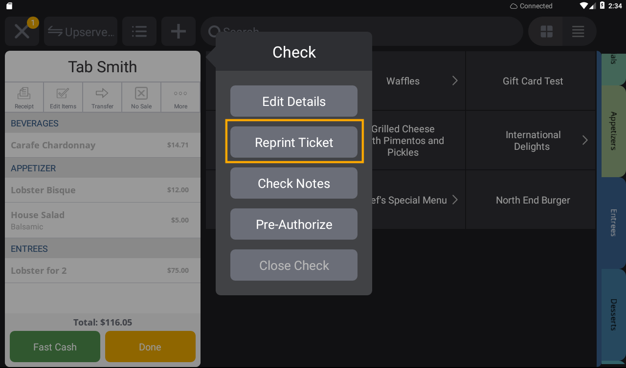 Reprint a Chit Ticket from the Upserve POS Support Center
