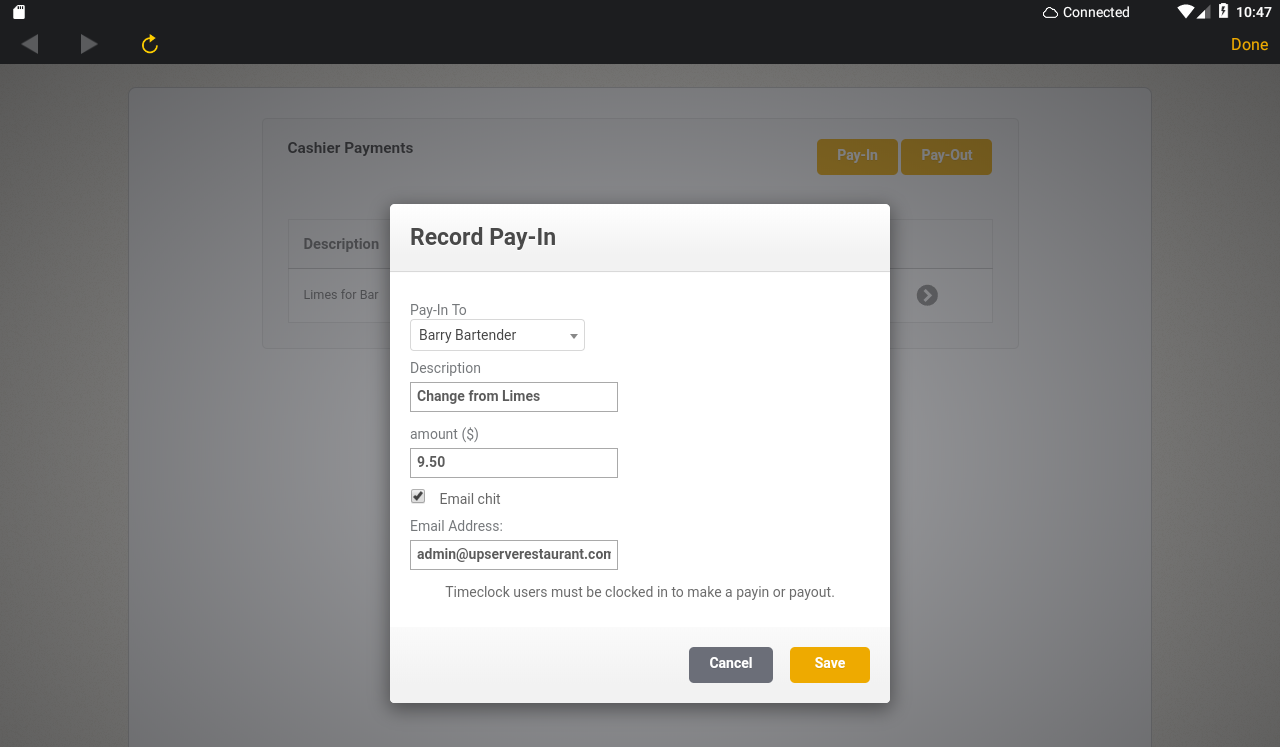 Pay-Ins and Pay-Outs Support Center