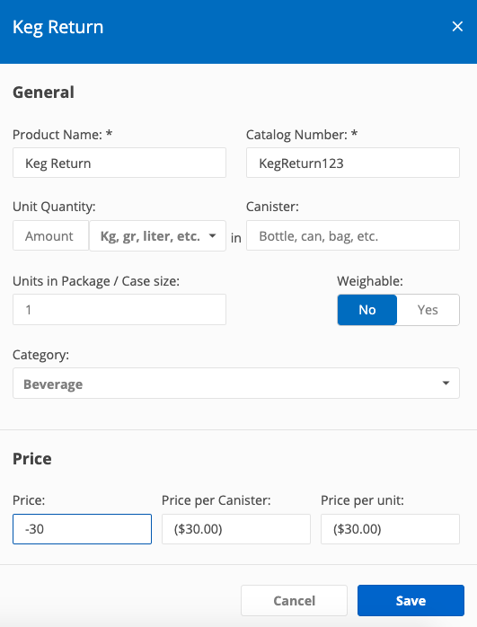 Deposits and Keg Management in Upserve Inventory Support Center