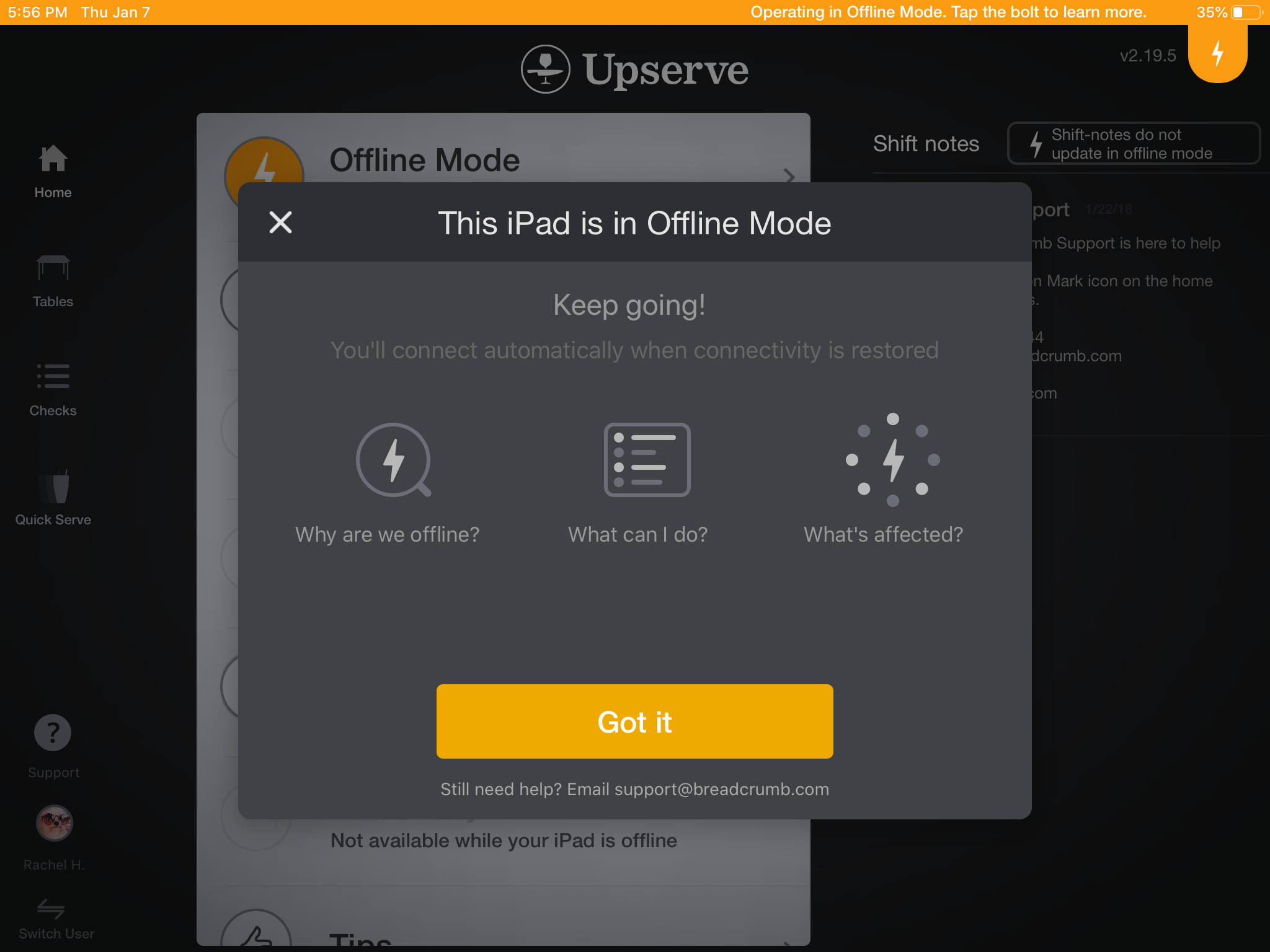Offline Mode Overview for V2 iPad Terminals Support Center