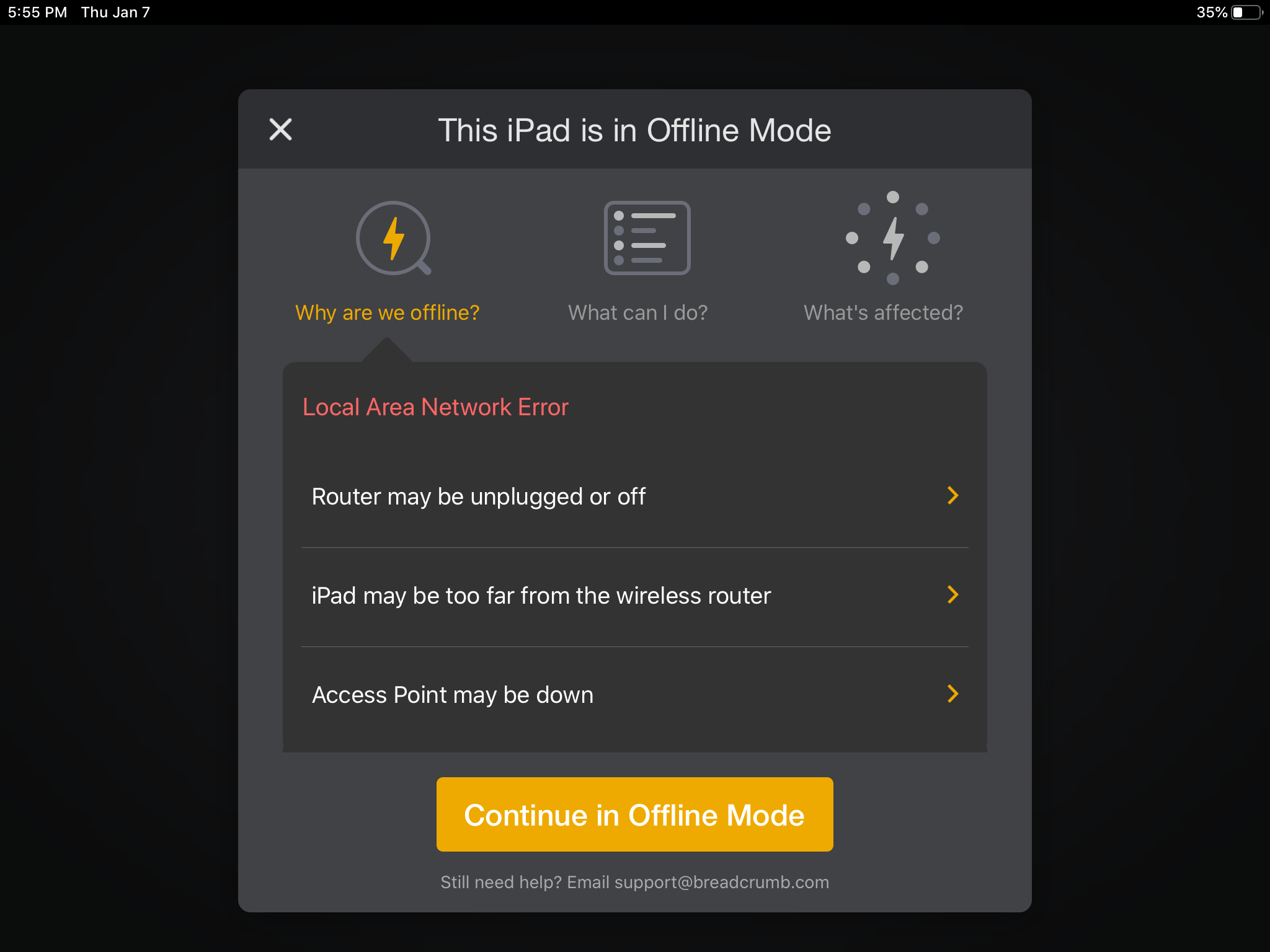 Offline Mode Overview for V2 iPad Terminals Support Center