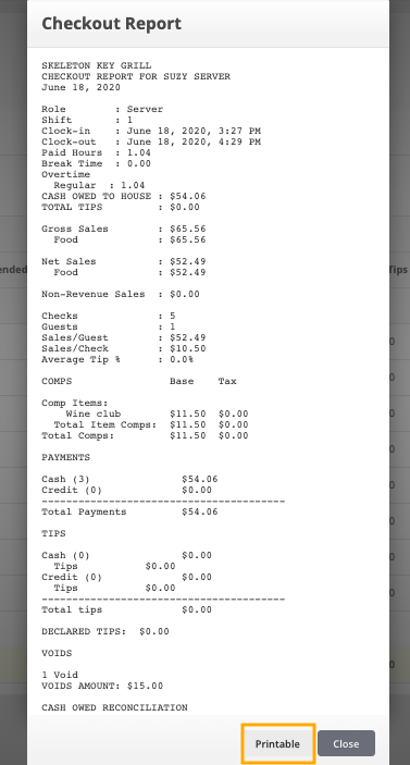Checkout Report Overview Support Center