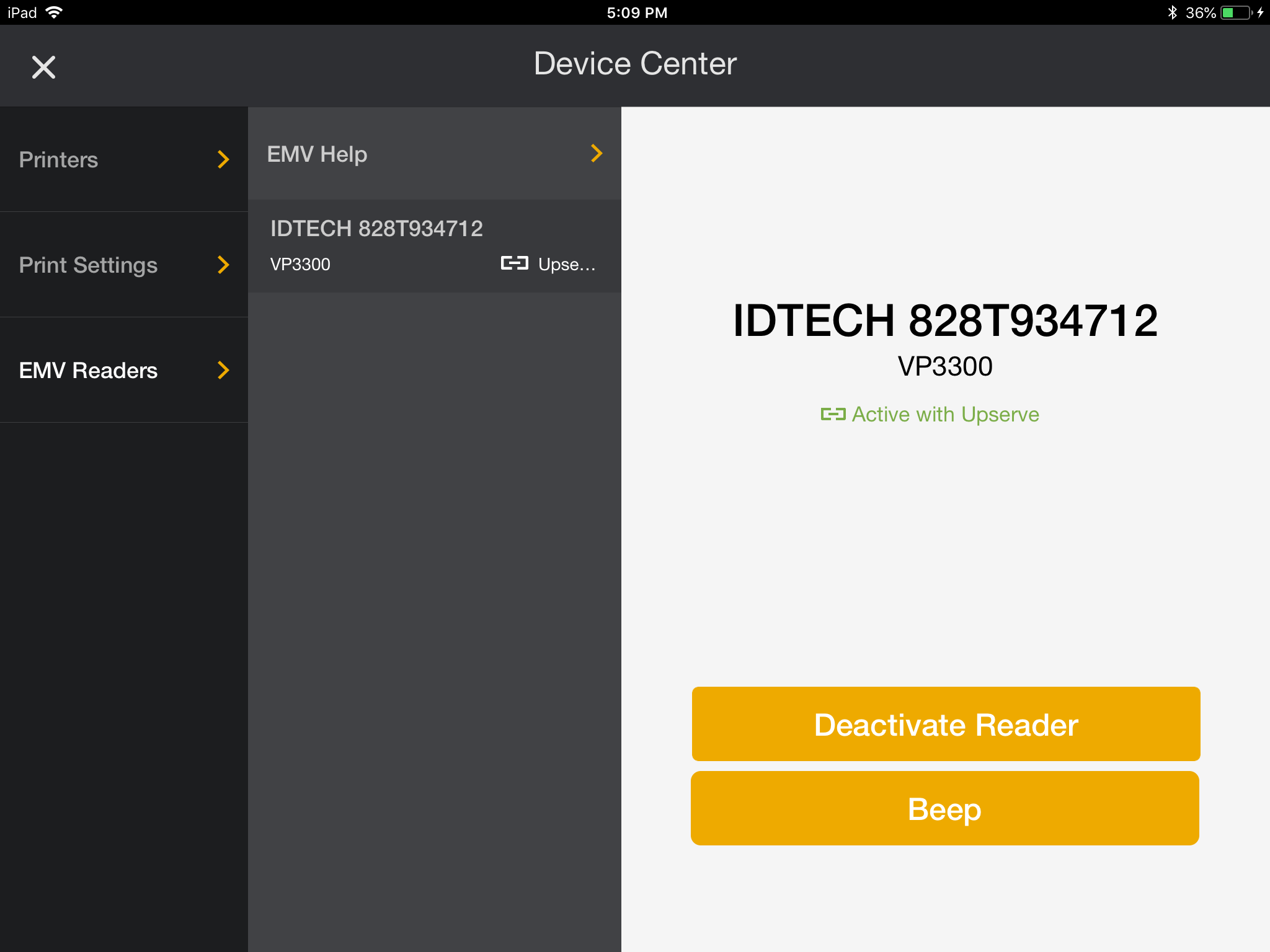 Pairing Your EMV Reader with the iPad Support Center