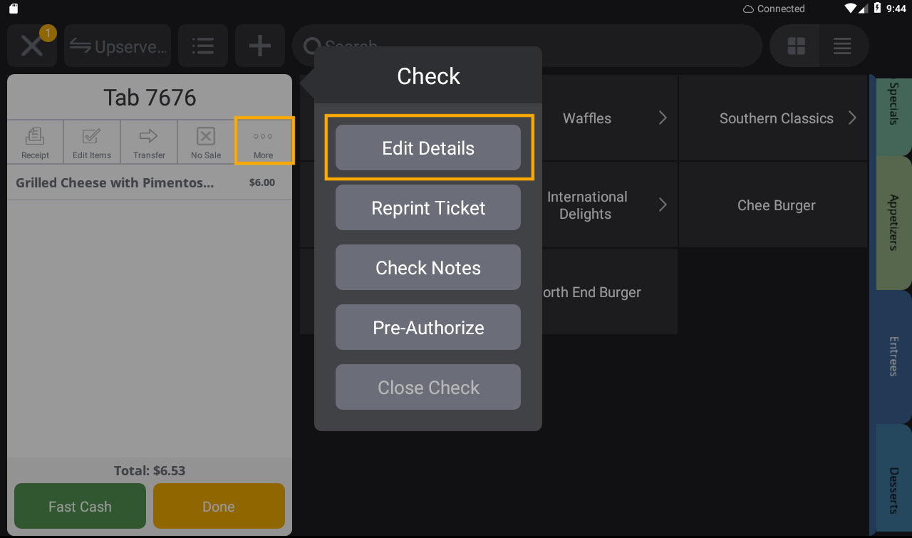 Naming a Check on the Upserve POS Support Center