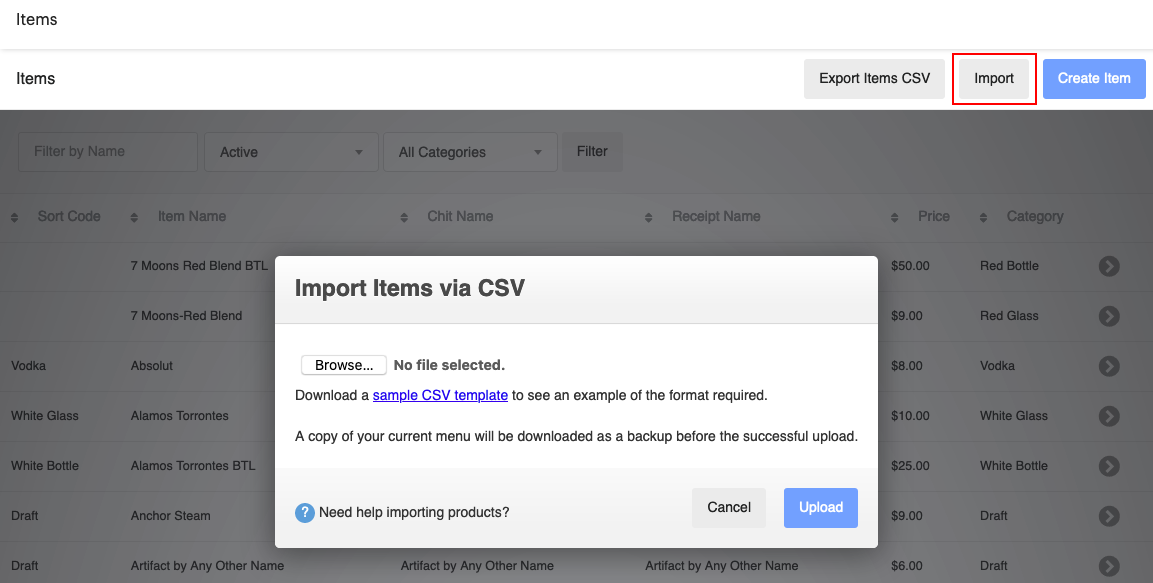 How to Use a CSV File to Edit Menu Items Support Center