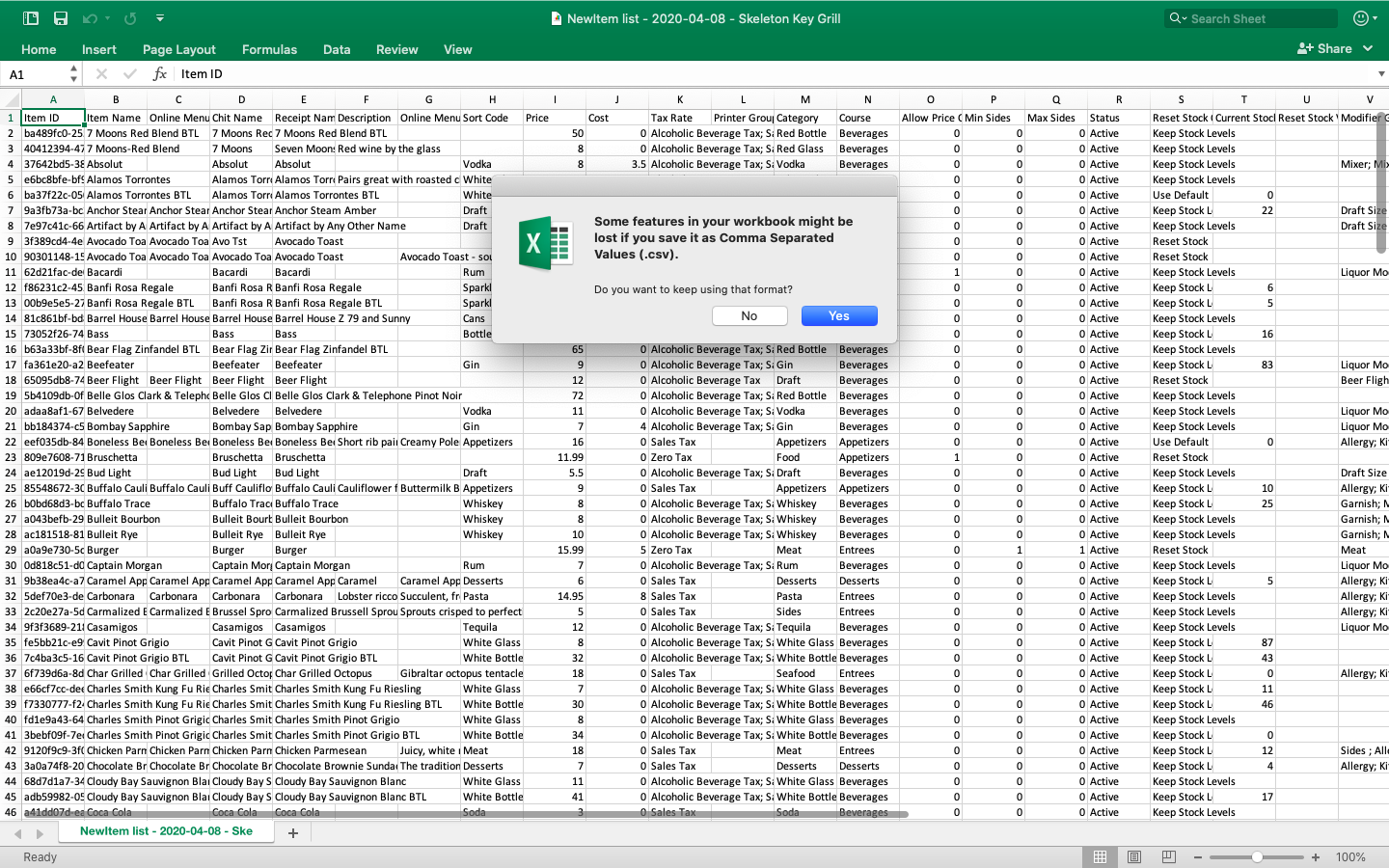 How to Use a CSV File to Edit Menu Items Support Center