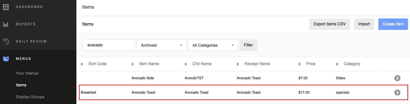 Menus Overview Support Center
